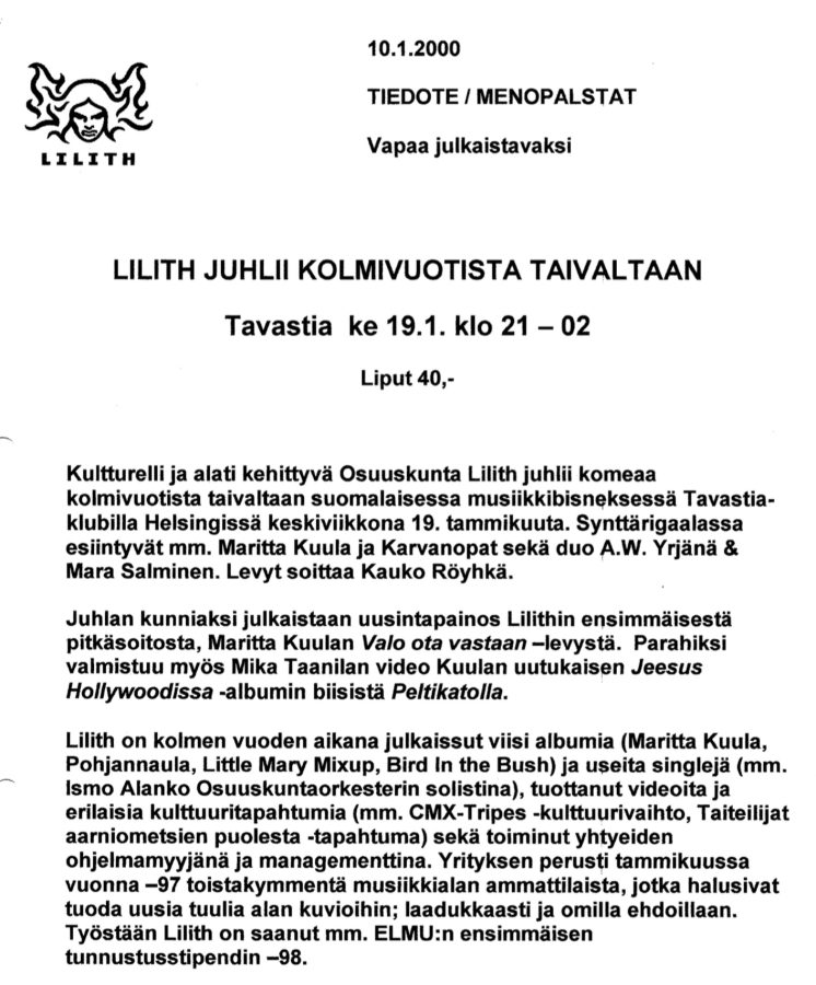 Lilith 25 -historiikki - Osuuskunta Lilith